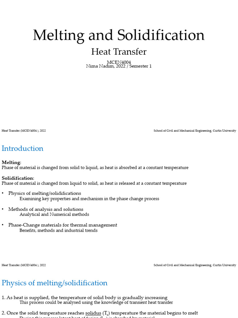 Lecture 05 - Melting and Solidification | PDF Lecture 05 - Melting and Solidification | PDF