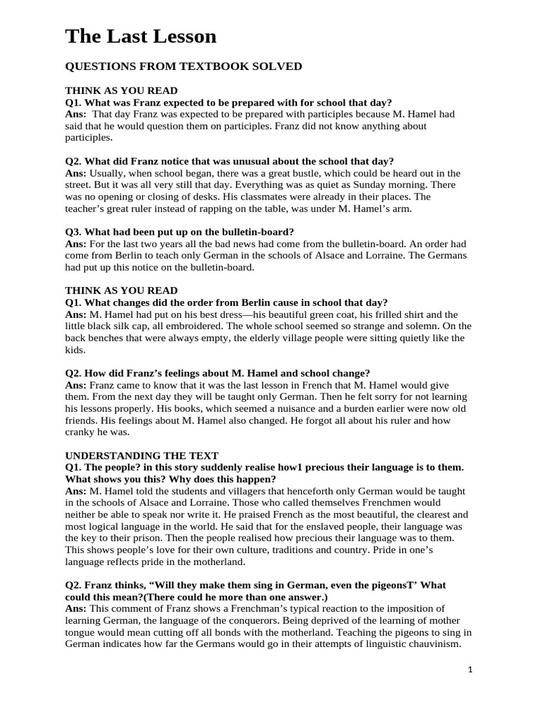 The Last Lesson | PDF