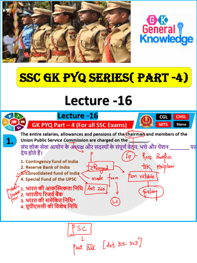 Lecture - 16 (SSC GK PYQ Part - 4) | PDF