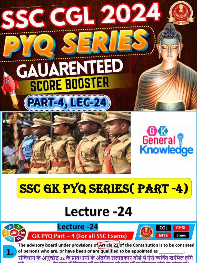 Lecture - 24 (SSC GK PYQ Part - 4) | PDF Lecture - 24 (SSC GK PYQ Part - 4) | PDF