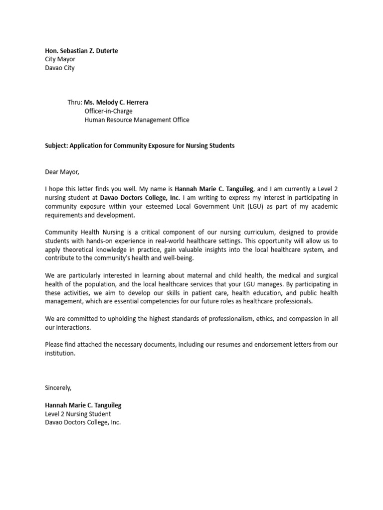 Application For Community Exposure | PDF