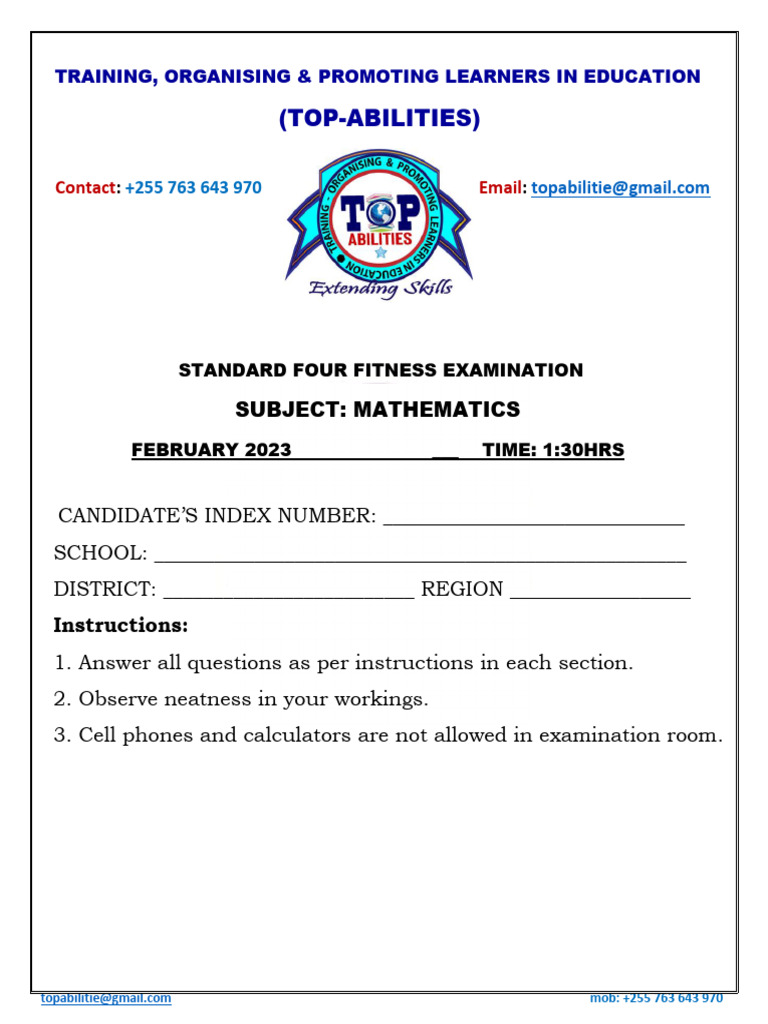 TOP ABILITIES FITNESS std4 Feb 2023 | PDF | Transmitter | Radio