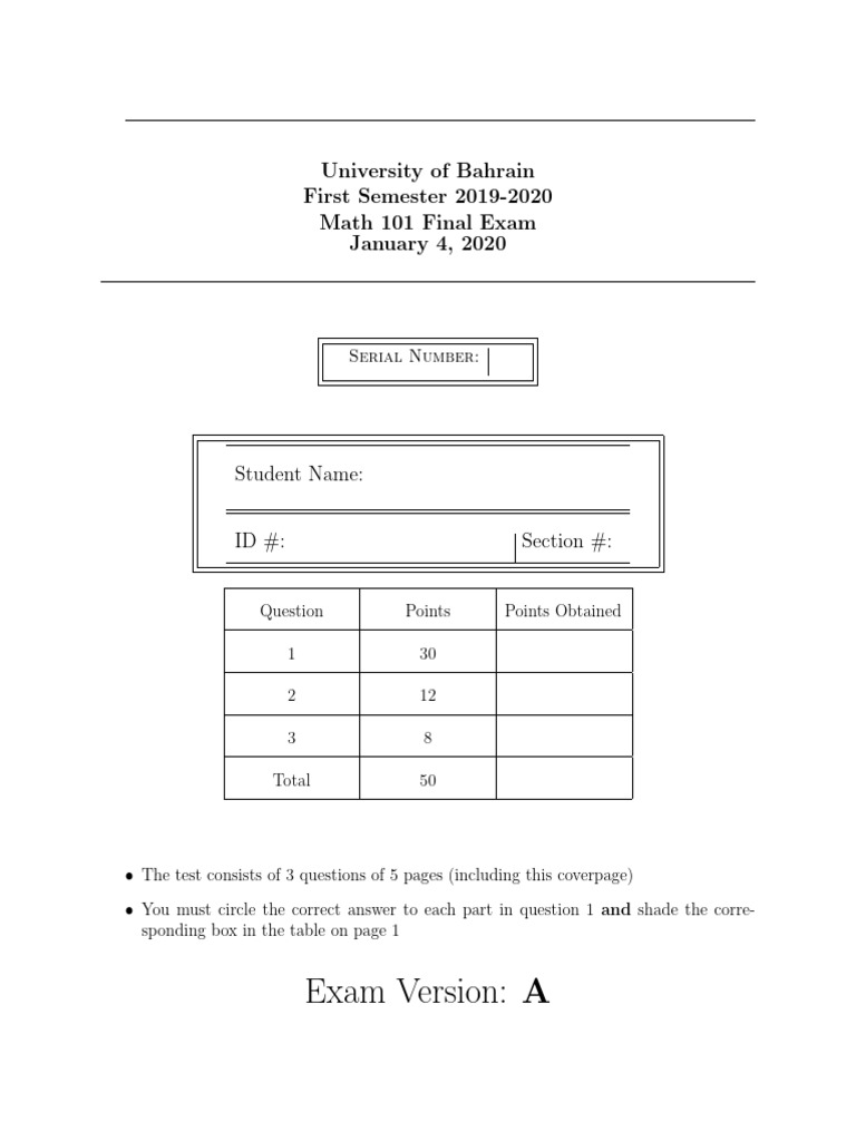 Maths101 Final 2 | PDF