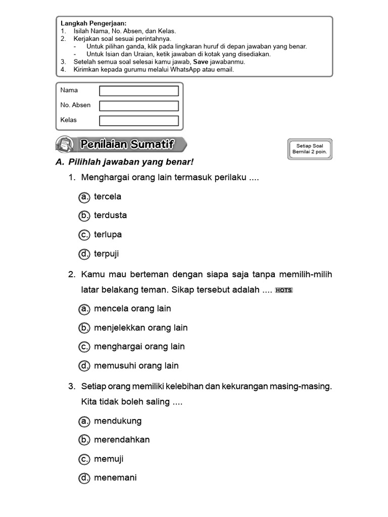 SD PAI 5 Penilaian Sumatif 3 | PDF