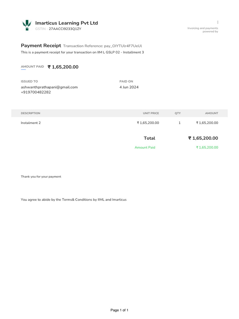 Education Funding Receipt | PDF