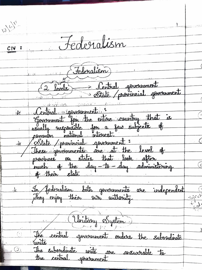 Federalism Notes Class 10 | PDF