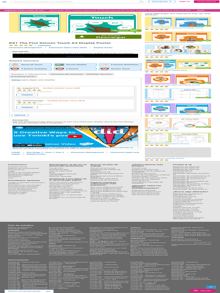 ? KS1 The Five Senses Touch A4 Display Poster - Twinkl | PDF