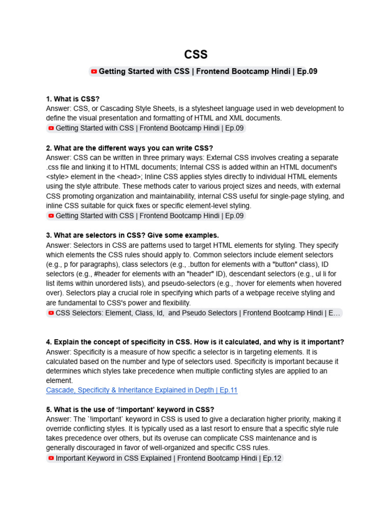 CSS Interview Questions | PDF