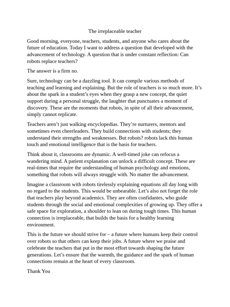 The Irreplaceable Teacher | PDF