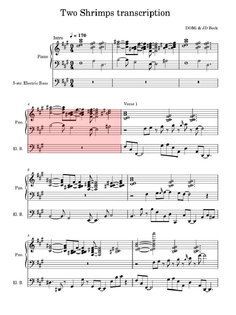 Two Shrimps Piano Sheet Music Page 1 | PDF