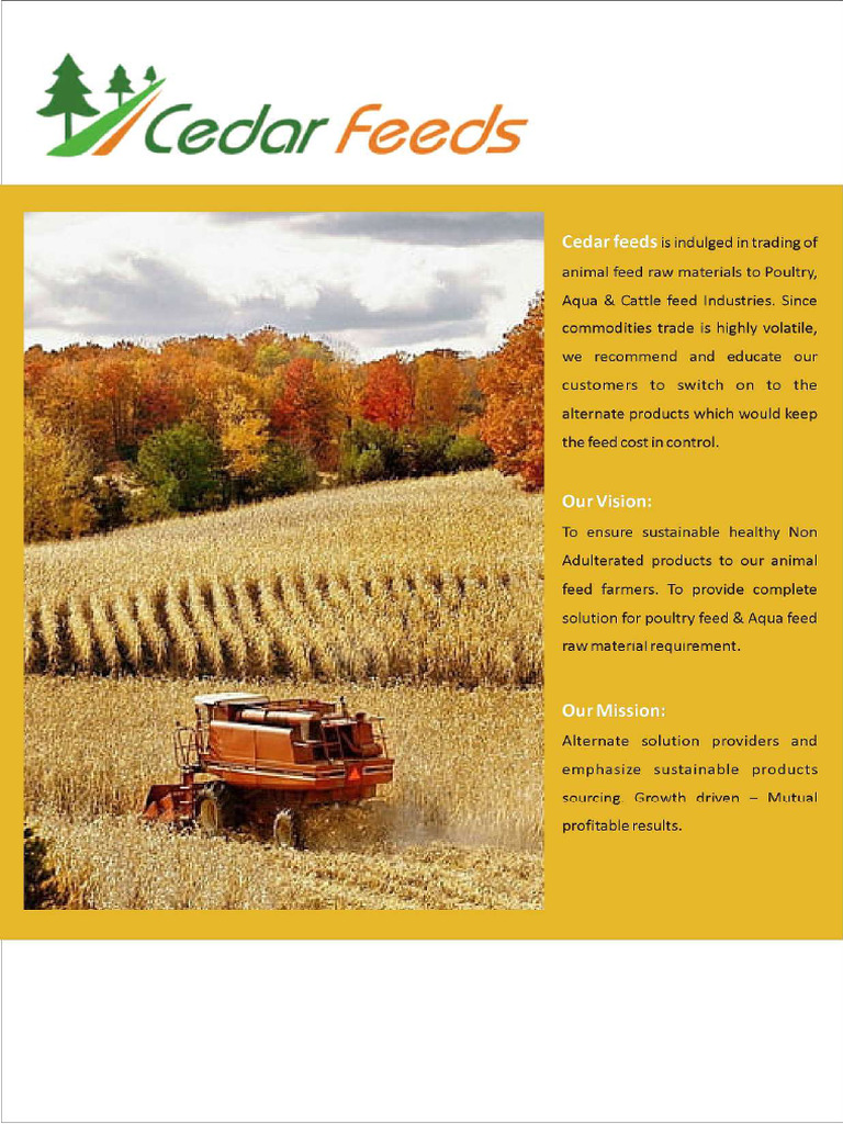Rice DDGS & Maize DDGS Manufacturers - Cedar Feeds | PDF