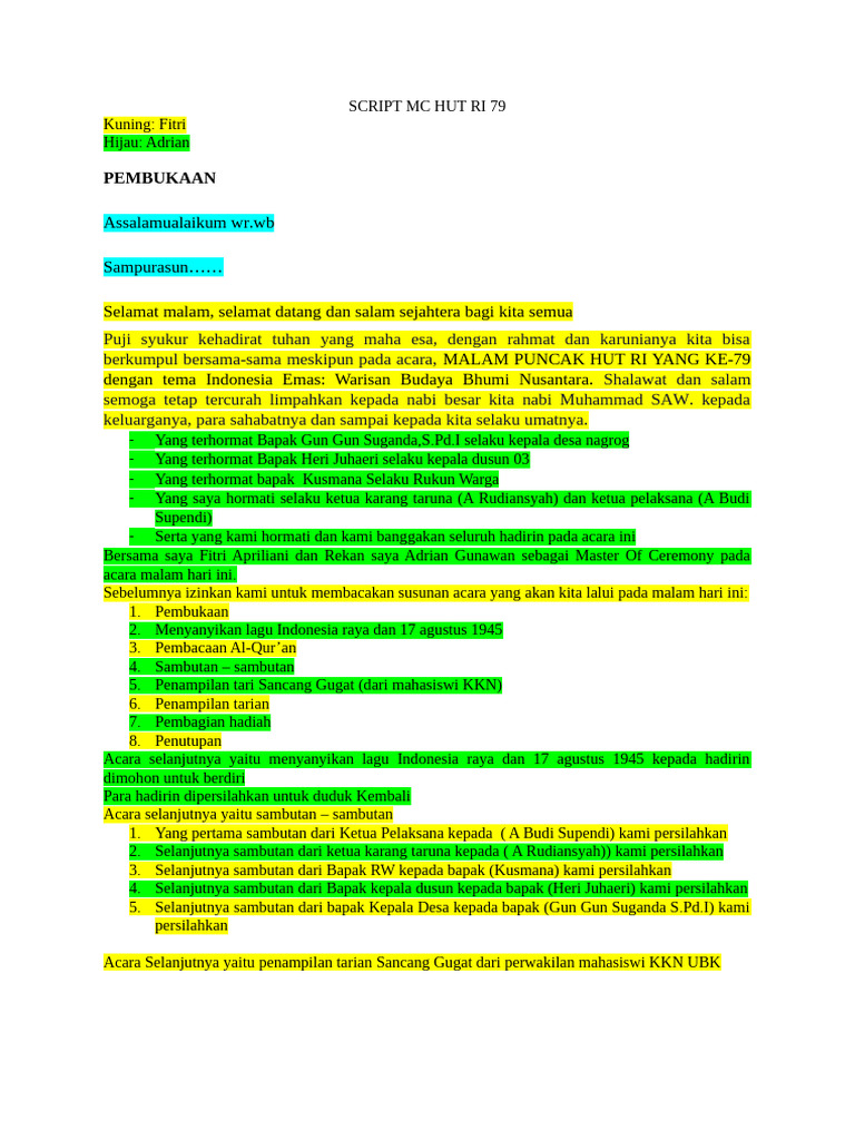 Script MC Hut Ri 79 | PDF