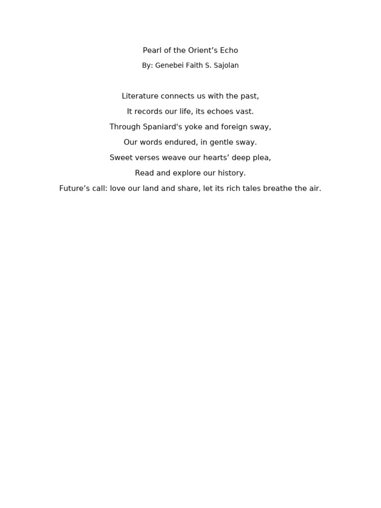 Pearl of the Orient- Poem | PDF