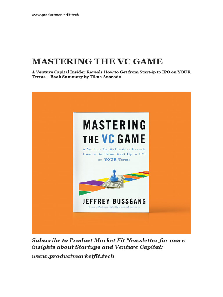 Mastering The VC Game - Book Summary | PDF