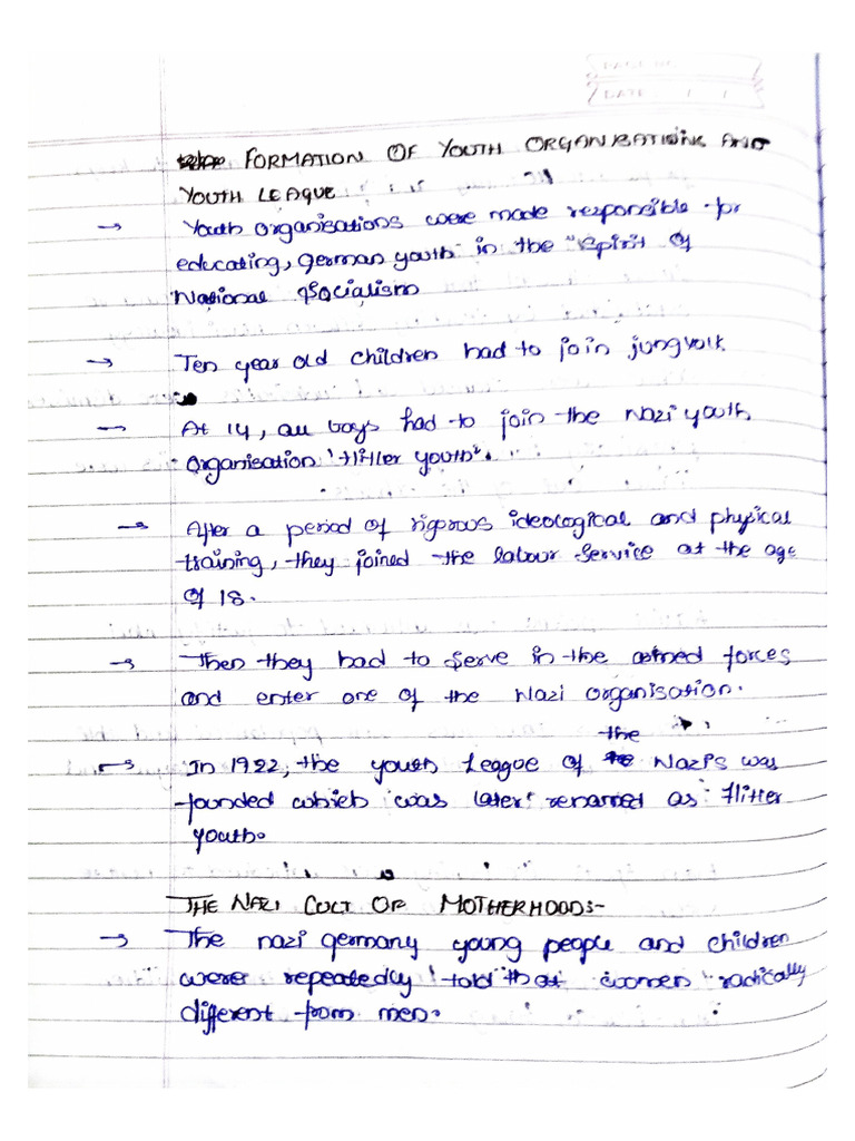 NAZISM AND RISE OF HITLER PART-2 class 9 notes | PDF