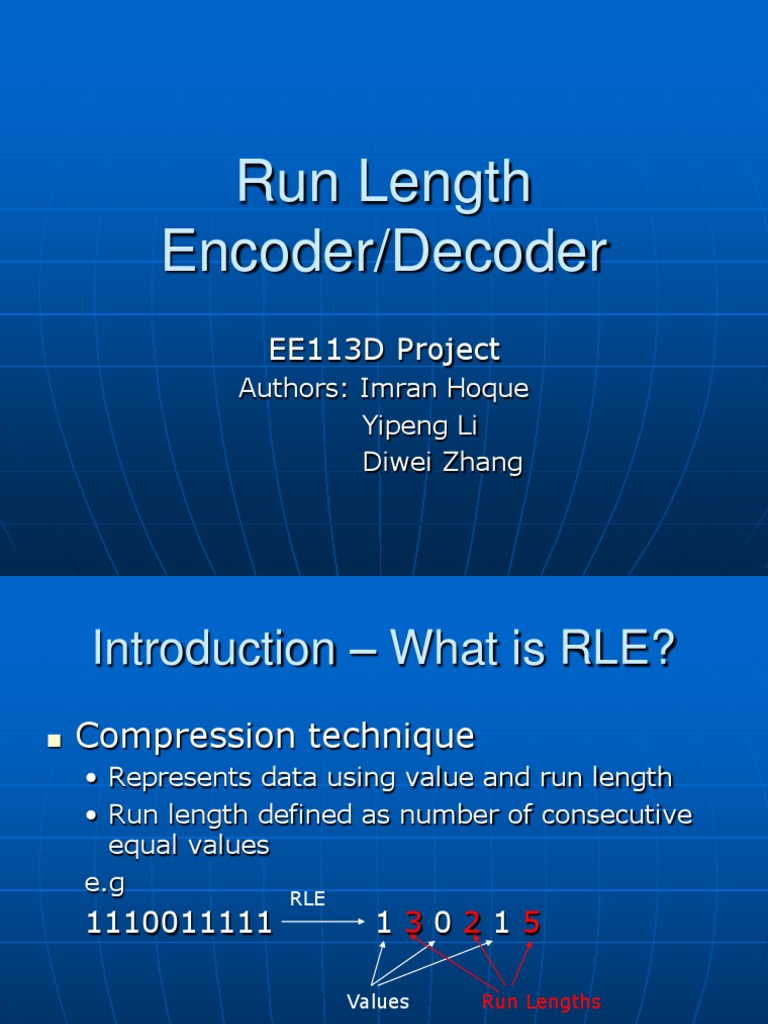 Run Length Encoder/Decoder: EE113D Project | PDF | Data Compression | Control Flow