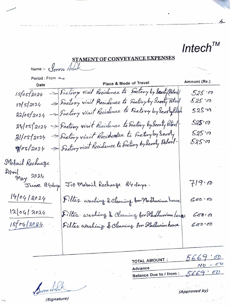 Conveyance Expenses | PDF