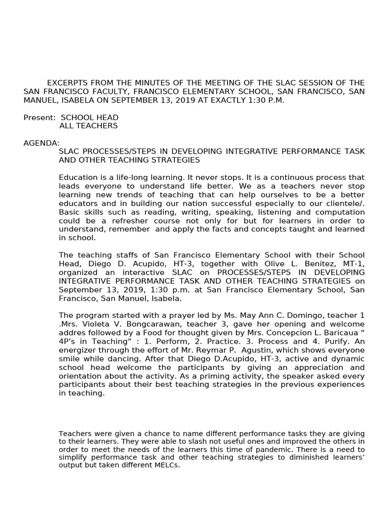1st Slac Session Narrative 2019 2020 | PDF