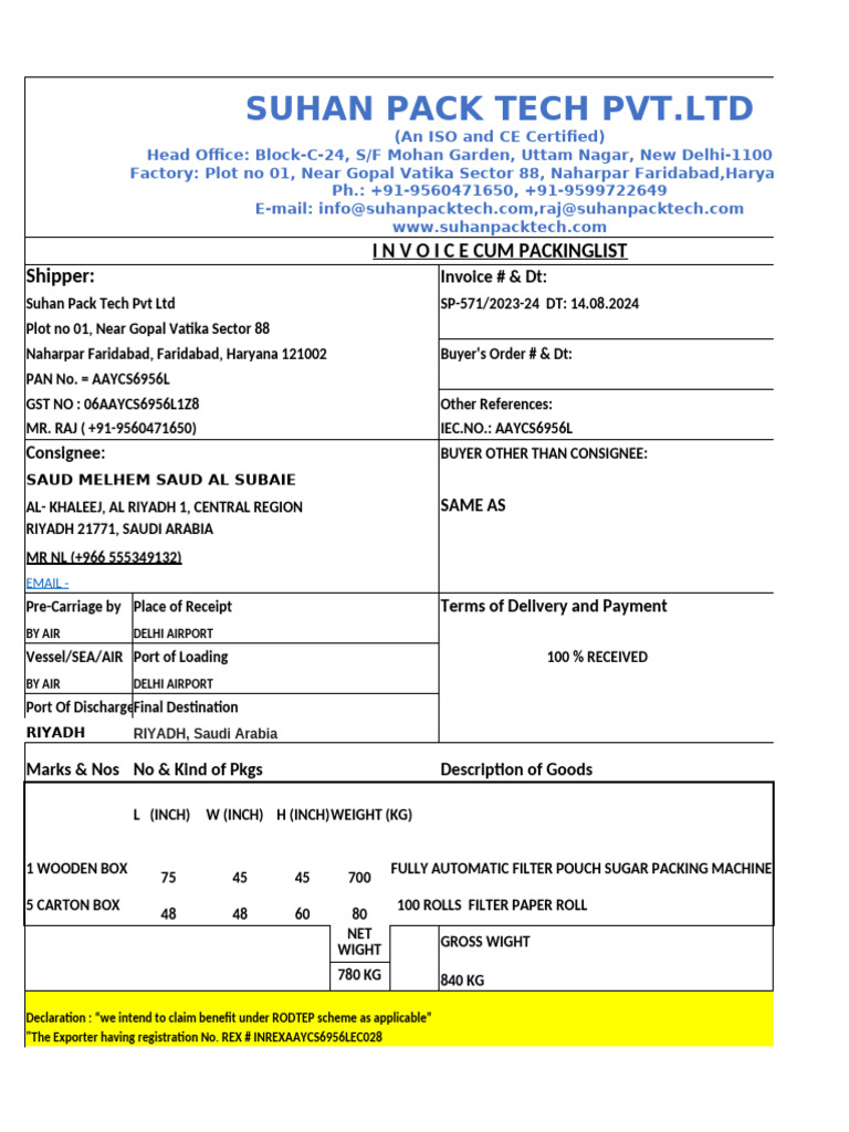 Invoice Ms. Saud Melhem | PDF