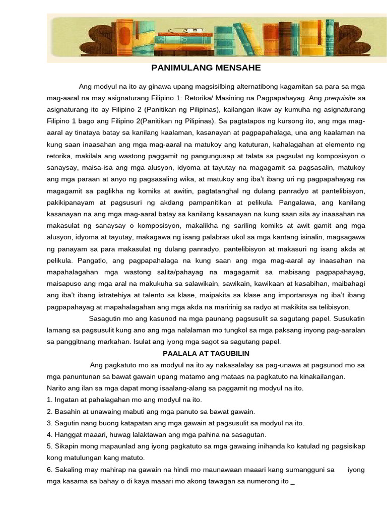 MODYUL 1 Retorika | PDF