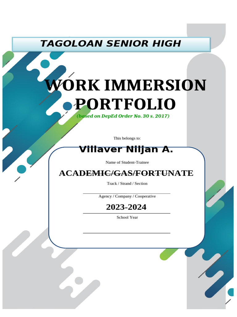 Work Immersion Portfolio 2023-2024 Edited | PDF
