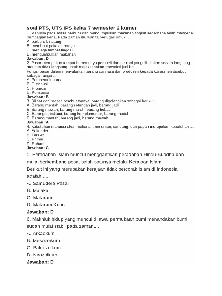Soal PTS Kelas 7 SMT 2 | PDF