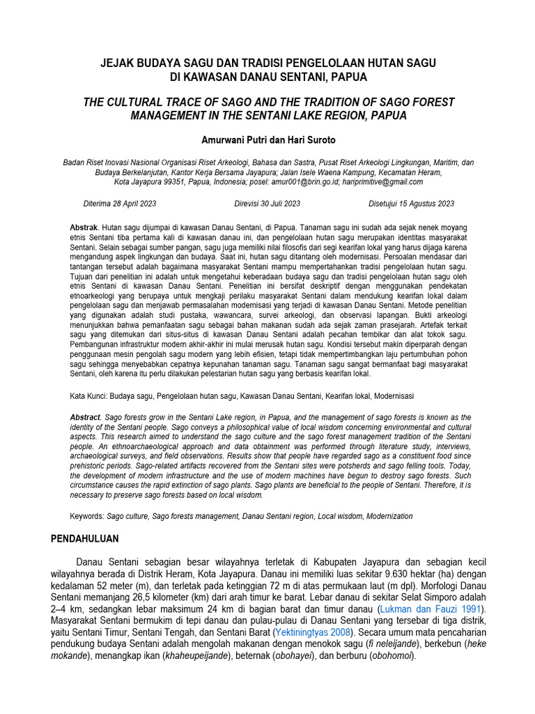 Jejak Budaya Sagu Dan Tradisi Pengelolaan Hutan Sa | PDF