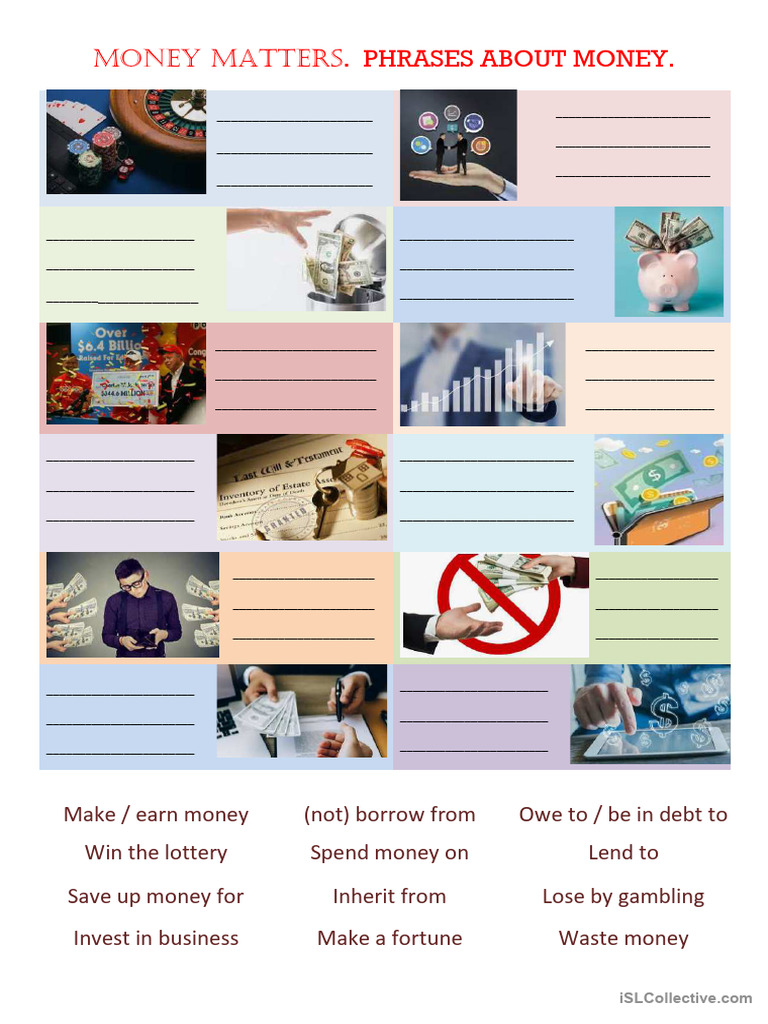 MONEY MATTERS. Vocabulary. | PDF