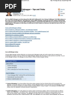 New Abap Debugger Tips And Tricks Sap Blogs About Debugging Part1