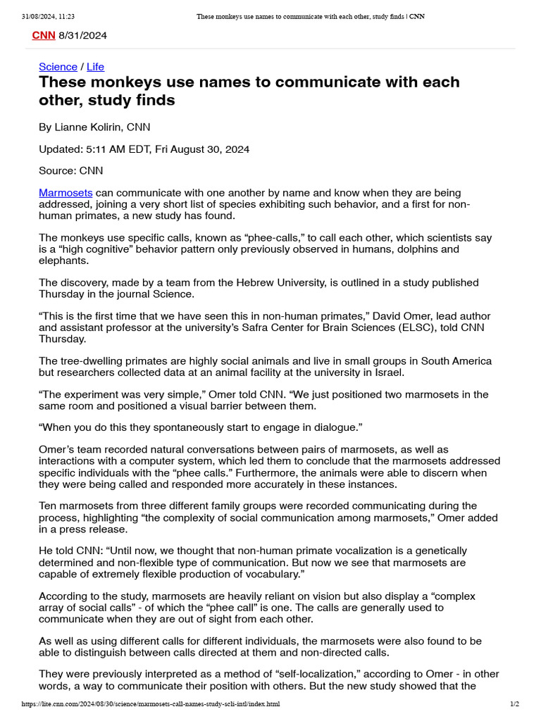 These Monkeys Use Names To Communicate With Each Other, Study Finds ...