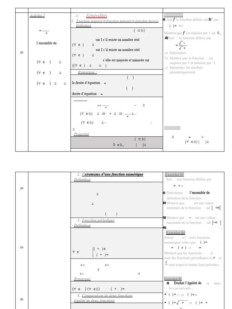 Fiche Generalit®s Sur Les Fonctions Num®riques | PDF