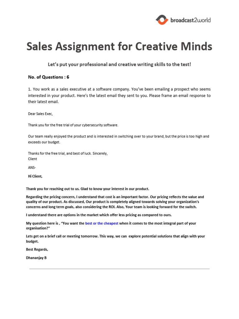Sales Assessment Test PDF | PDF