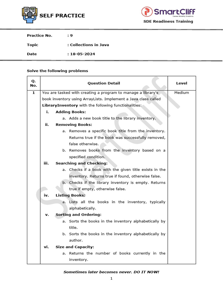 Self-Practice - Java Collections - Questions | PDF