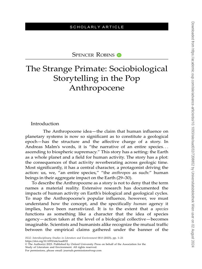Sociobiological Storytelling in The Pop Anthropocene | PDF