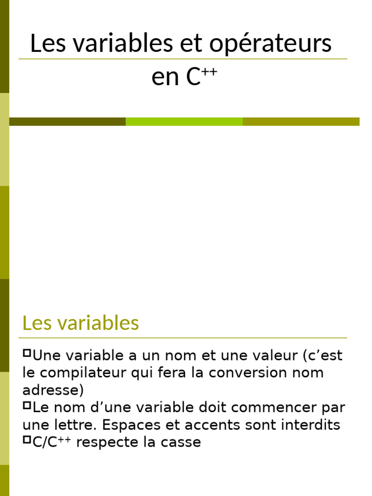 2-Variables Et Opérateurs en C++ | PDF