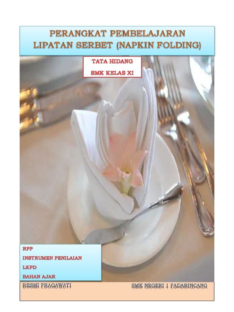 RPP Ukin Lipatan Serbet (Napkin Folding) - Resmi Pragawati | PDF