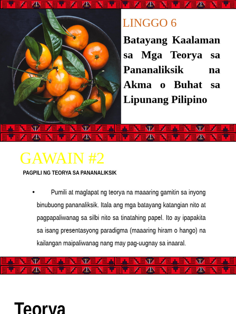 Linggo 6 - Batayang Kaalaman Sa Mga Teorya Sa Pananaliksik Na Akma Sa ...