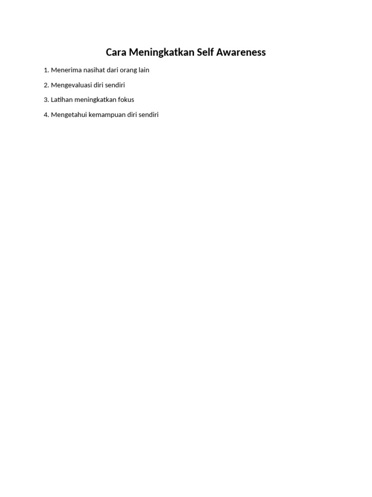 Cara Meningkatkan Self Awareness | PDF