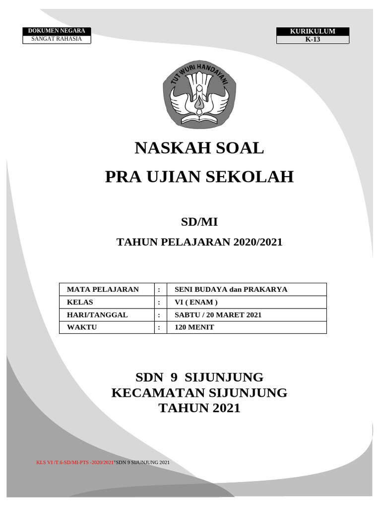 Lembar Soal SBDP KLS 6 | PDF
