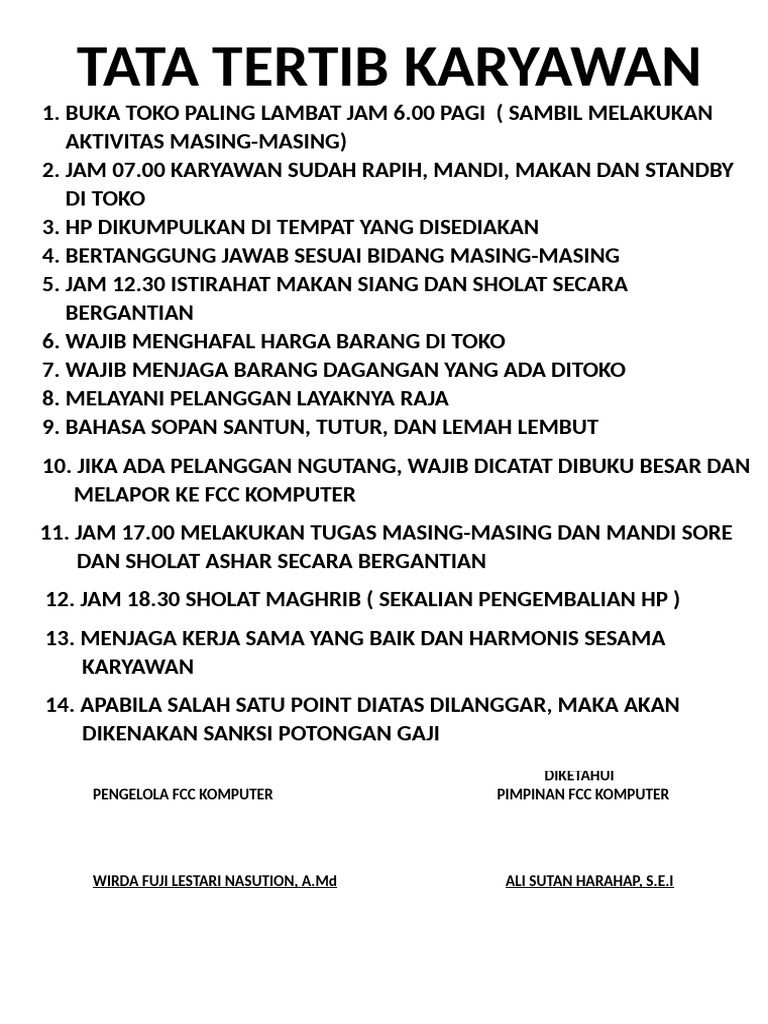 Tata Tertib Karyawan | PDF