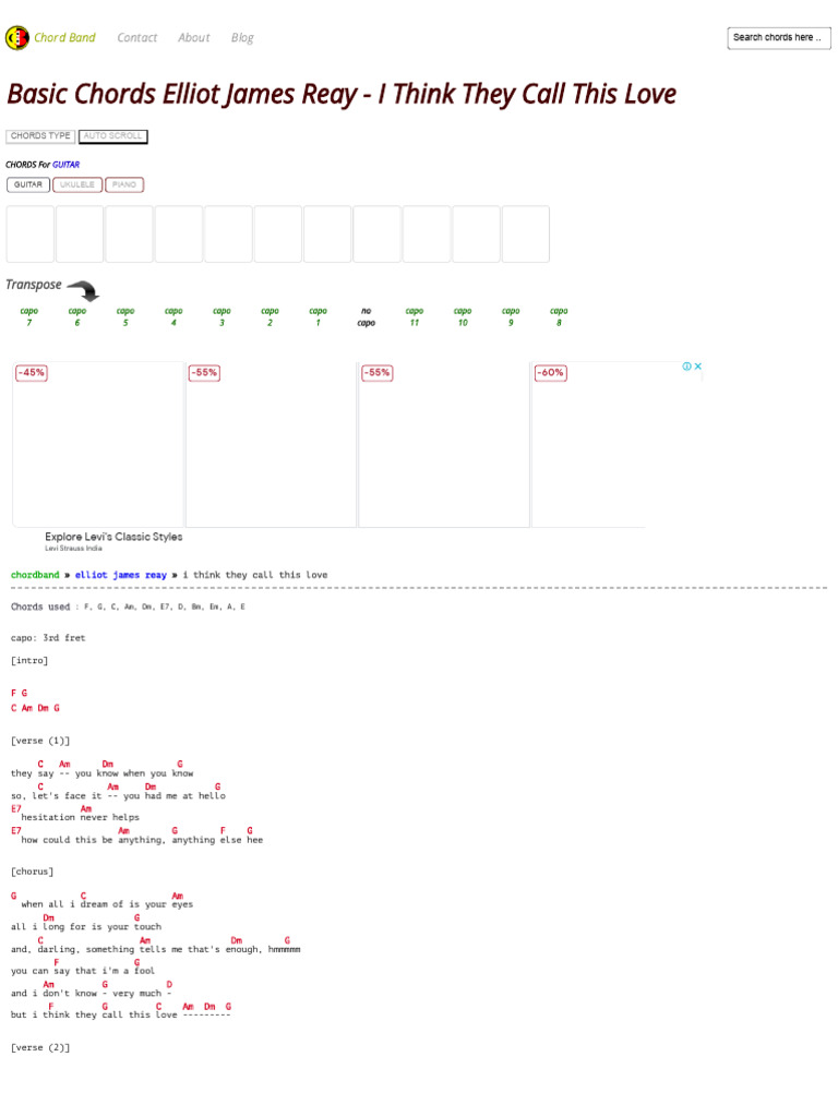 I Think They Call This Love CHORDS by Elliot James Reay | PDF
