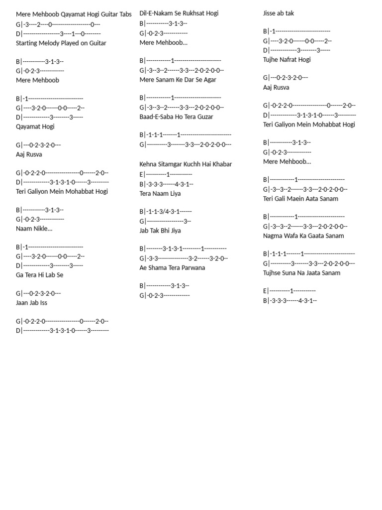 Guitar Tabs for Old Hindi Songs | PDF | Cinema Of India | Film ...