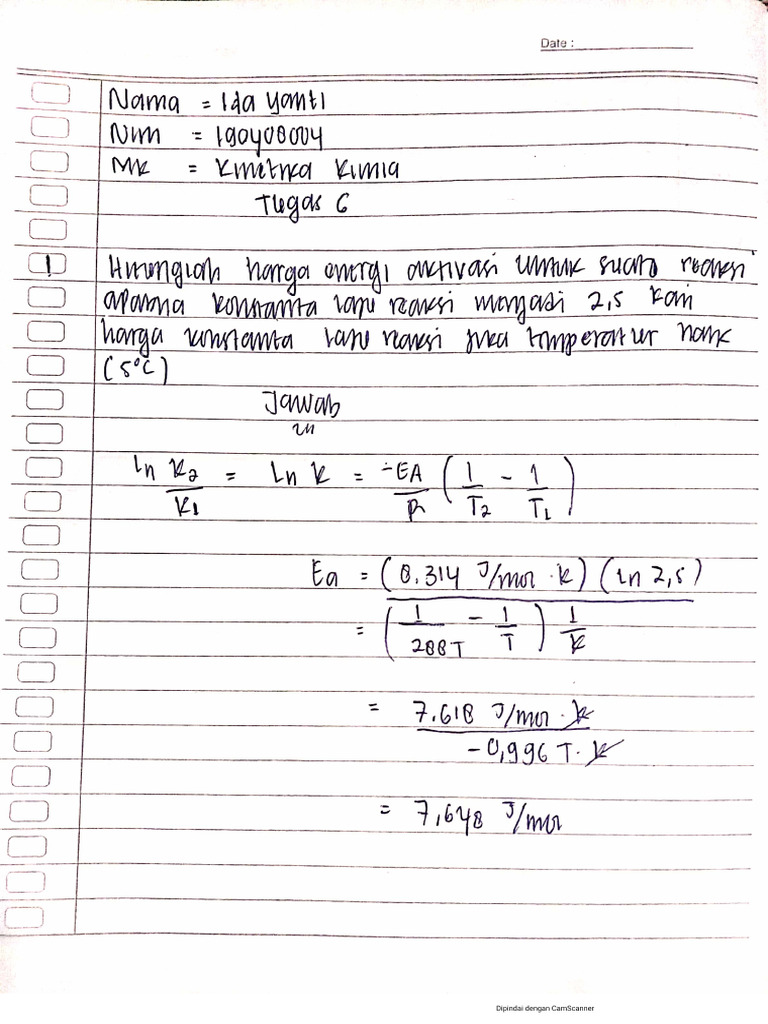 IDA YANTI-Tugas 6 Kinetika Kimia | PDF