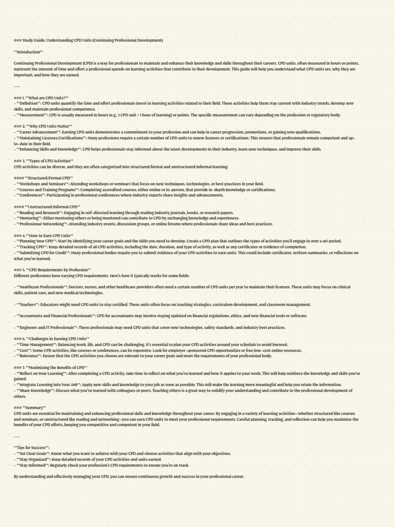 Paper On CPD Units | PDF | Professional Development | Behavior Modification