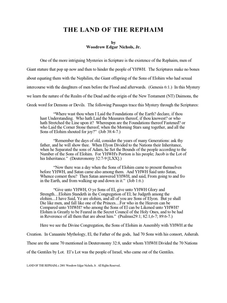 1 The Land of The Rephaim | PDF | Goliath | Gospel Of Mark