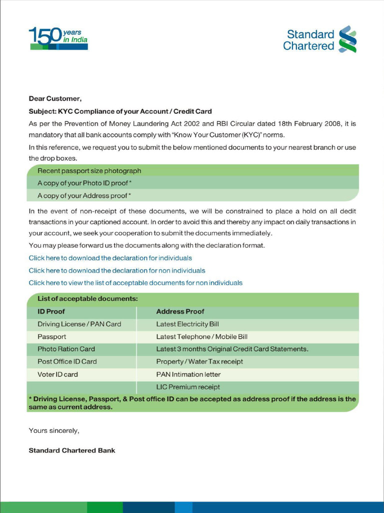 KYC Letter 160710 | PDF