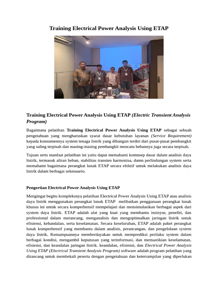 Artikel Electrical Power Analysis Using Etap Pdf