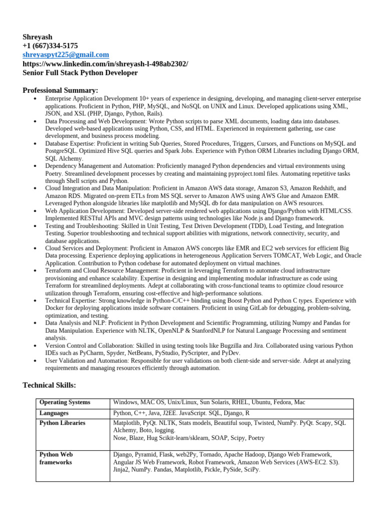 Shreyash Python Dev | PDF Shreyash Python Dev | PDF