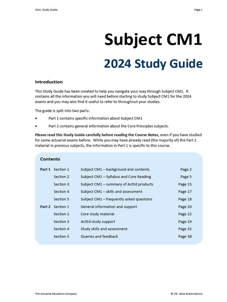 CM1 Study Guide 2024 | PDF