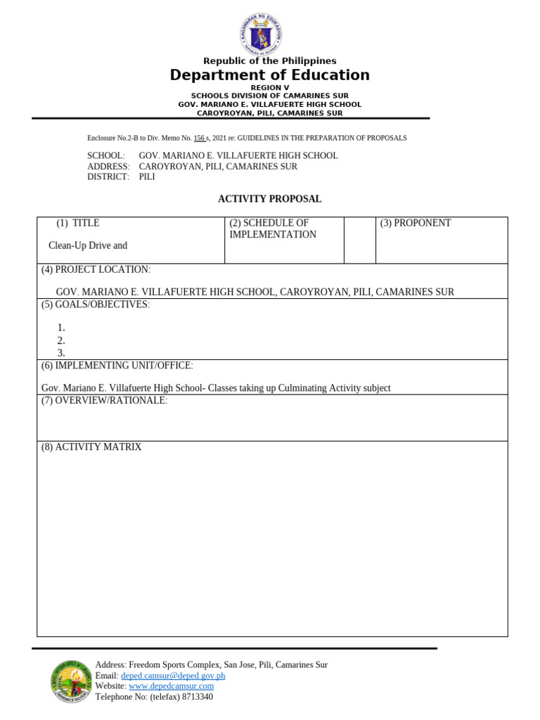 Proposal-Culminating Activity | PDF